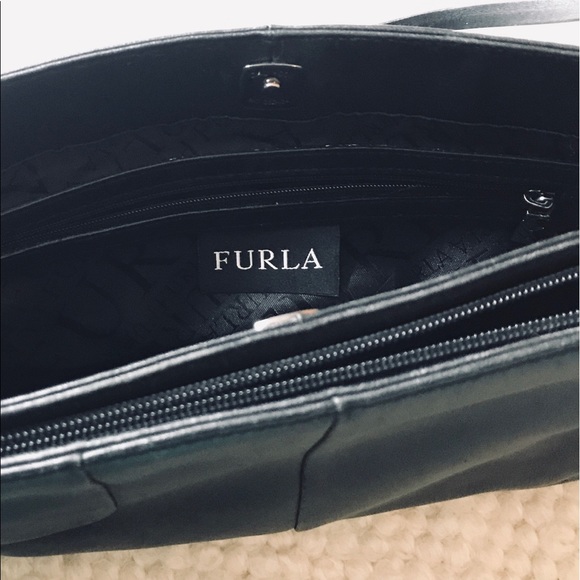 Furla | Bags | Furla Black Leather Double Strap Shoulder Bag | Poshmark